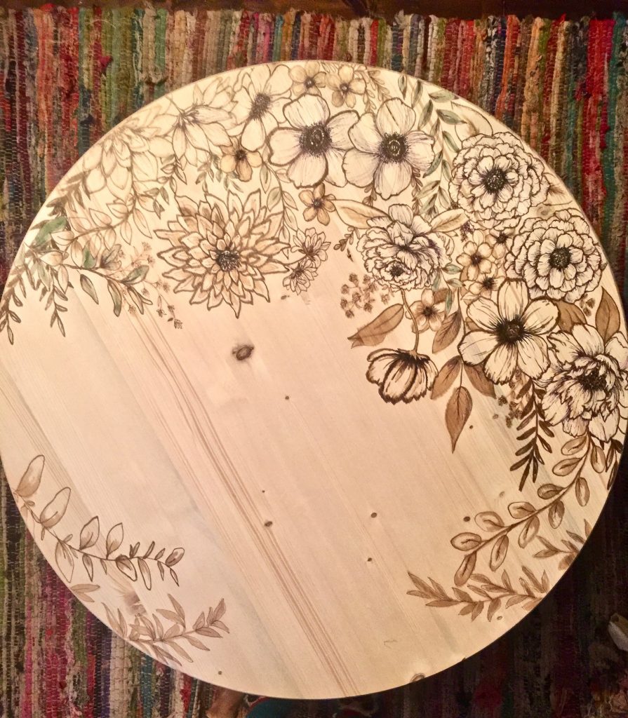 DIY Floral Coffee Table with Stain Markers - Forget Him Knot