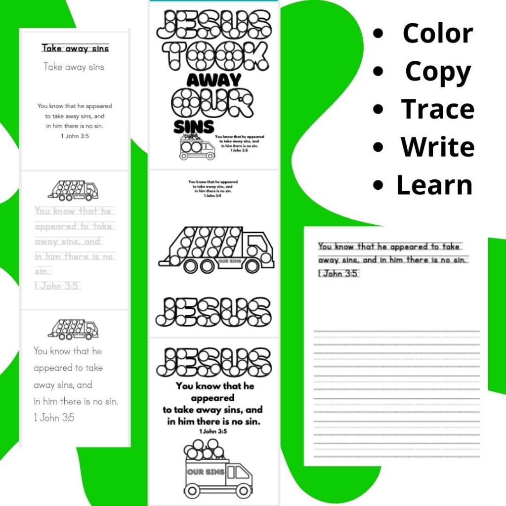 1 John 3:5 Bible Verse Coloring and Handwriting Printables- Primary ...
