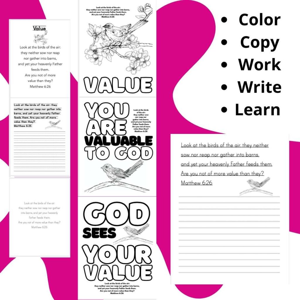 Matthew 6 Bible Verse Coloring and Handwriting Printables- Elementary ...