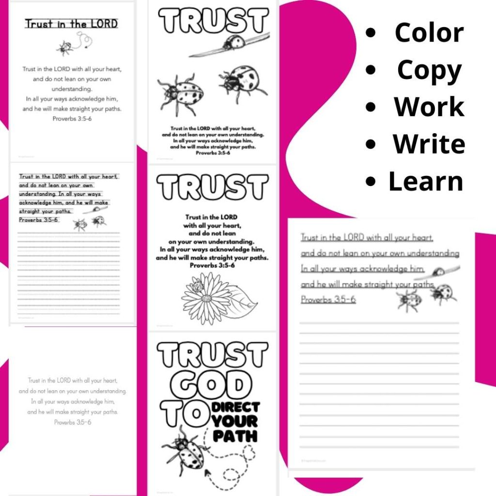 Proverbs 3:5-6 Bible Verse Coloring and Handwriting Printables ...