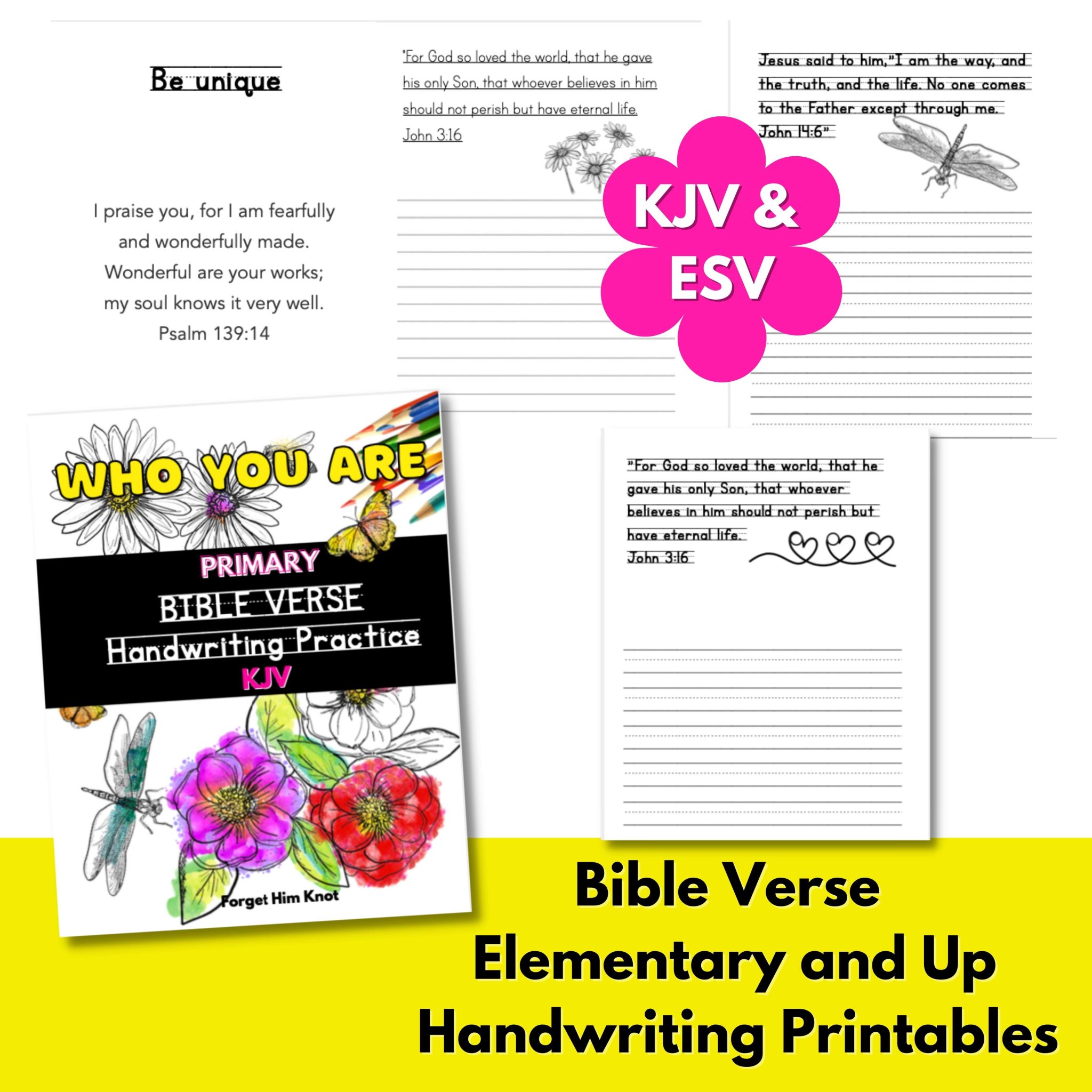 Kids Bible Verse Handwriting and Cursive Printables - Forget Him Knot
