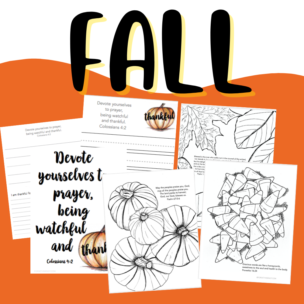 Kids Thankful Bible Verse Printables for Fall - Forget Him Knot